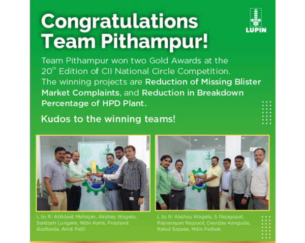 Team Pithampur won two Gold Awards at the 20th Edition of CII National ...